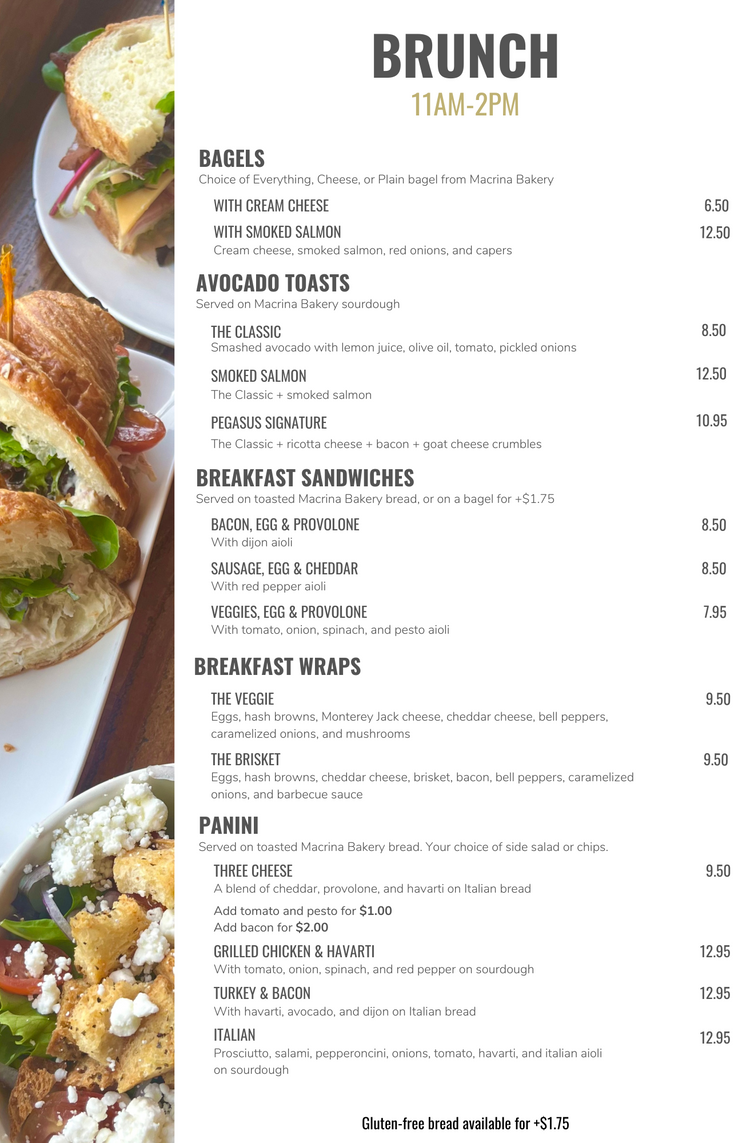 Coffee House Morning Menu – Pegasus Coffee