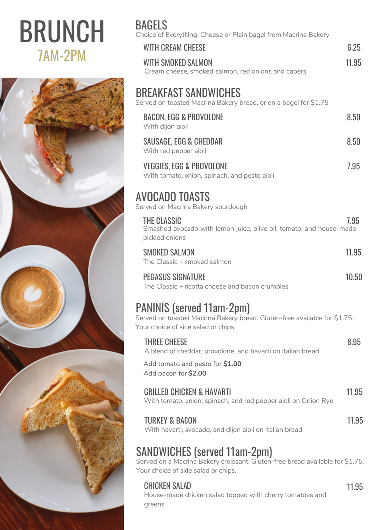 Coffee House Morning Menu – Pegasus Coffee